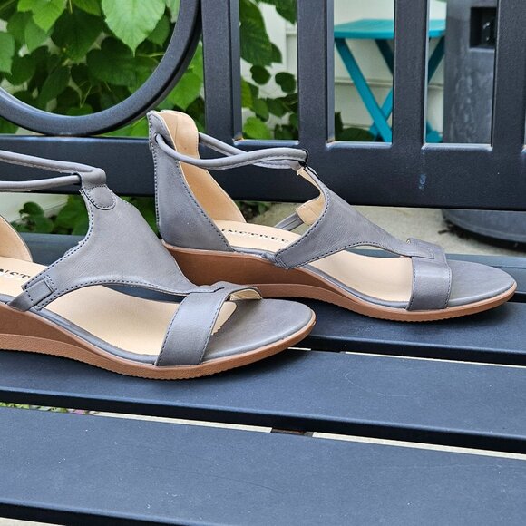 Shoes | Gray Wedge Sandal Sz 8 Nwot | Poshmark